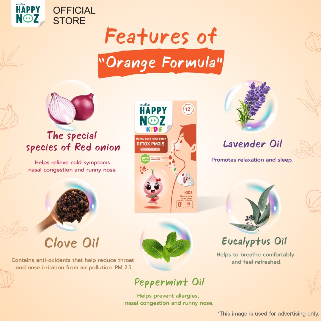 HAPPY NOZ KIDS - DETOX PM2.5 FORMULA - สติ๊กเกอร์ หัวหอมแฮปปี้โนส
